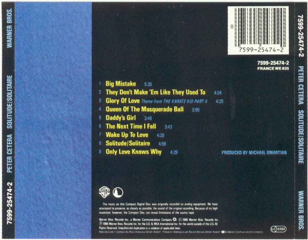 AOR Night Drive: Peter Cetera - Solitude Solitaire (1986)